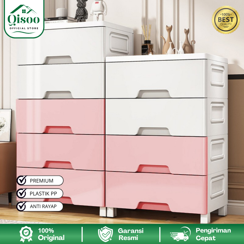 Jual Qisoo Lemari Pakaian Plastik Lemari Laci Kabinet Serbaguna Drawer ...
