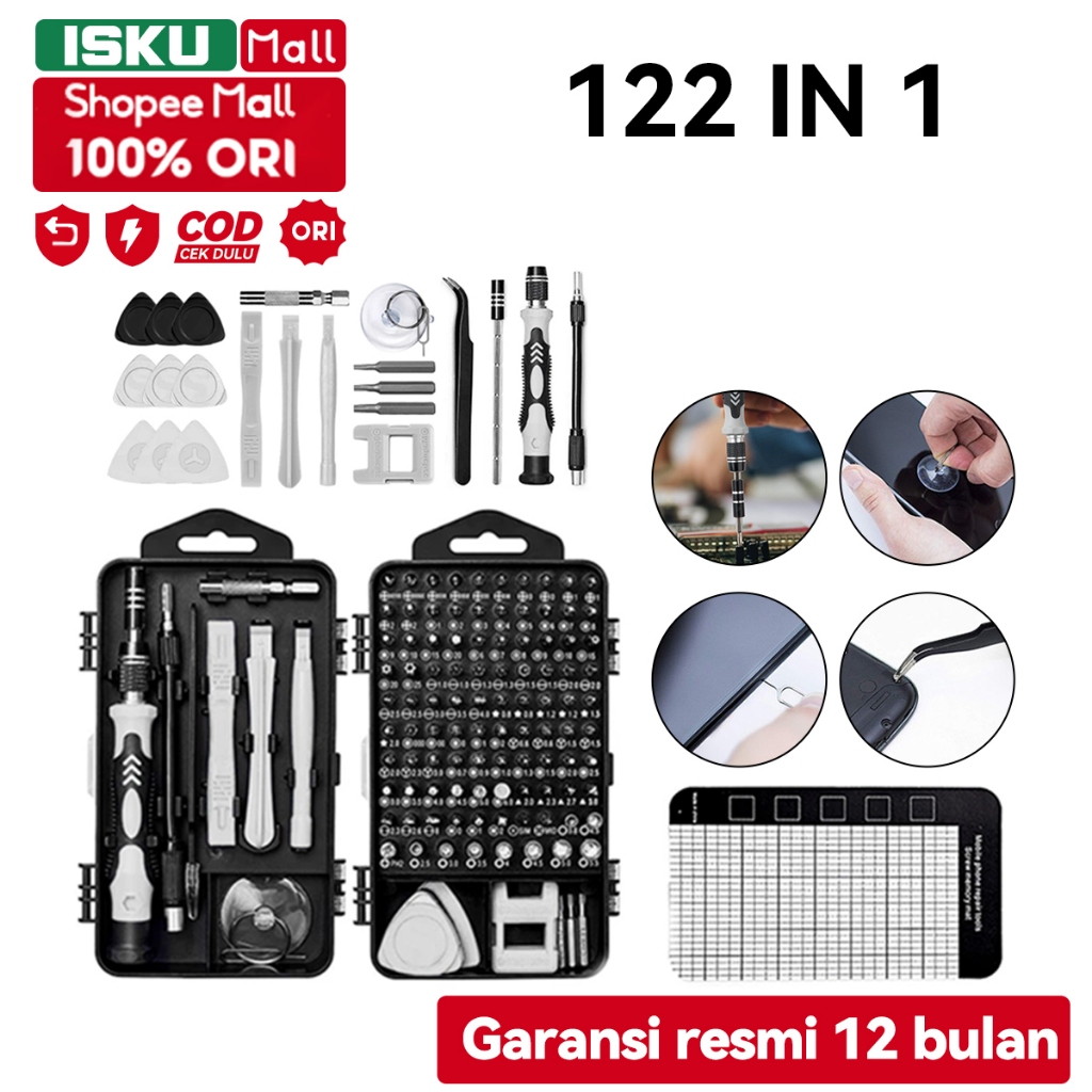 Jual Set Obeng ISKU 122 in 1 Obeng Ponsel Multifungsi Mini Alat Bongkar Pasang Presisi untuk ...