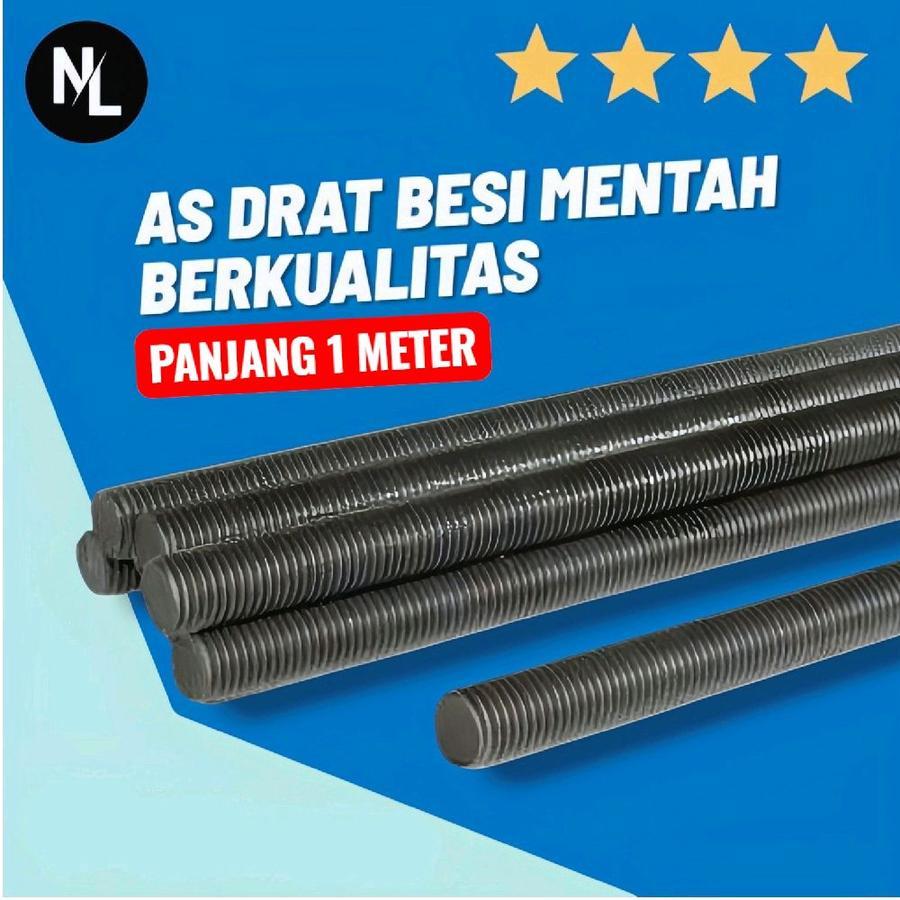 Jual As Drat Besi Mentah M5 Pitch 0,8 Stud Bolts Long Drat 1 Meter ...