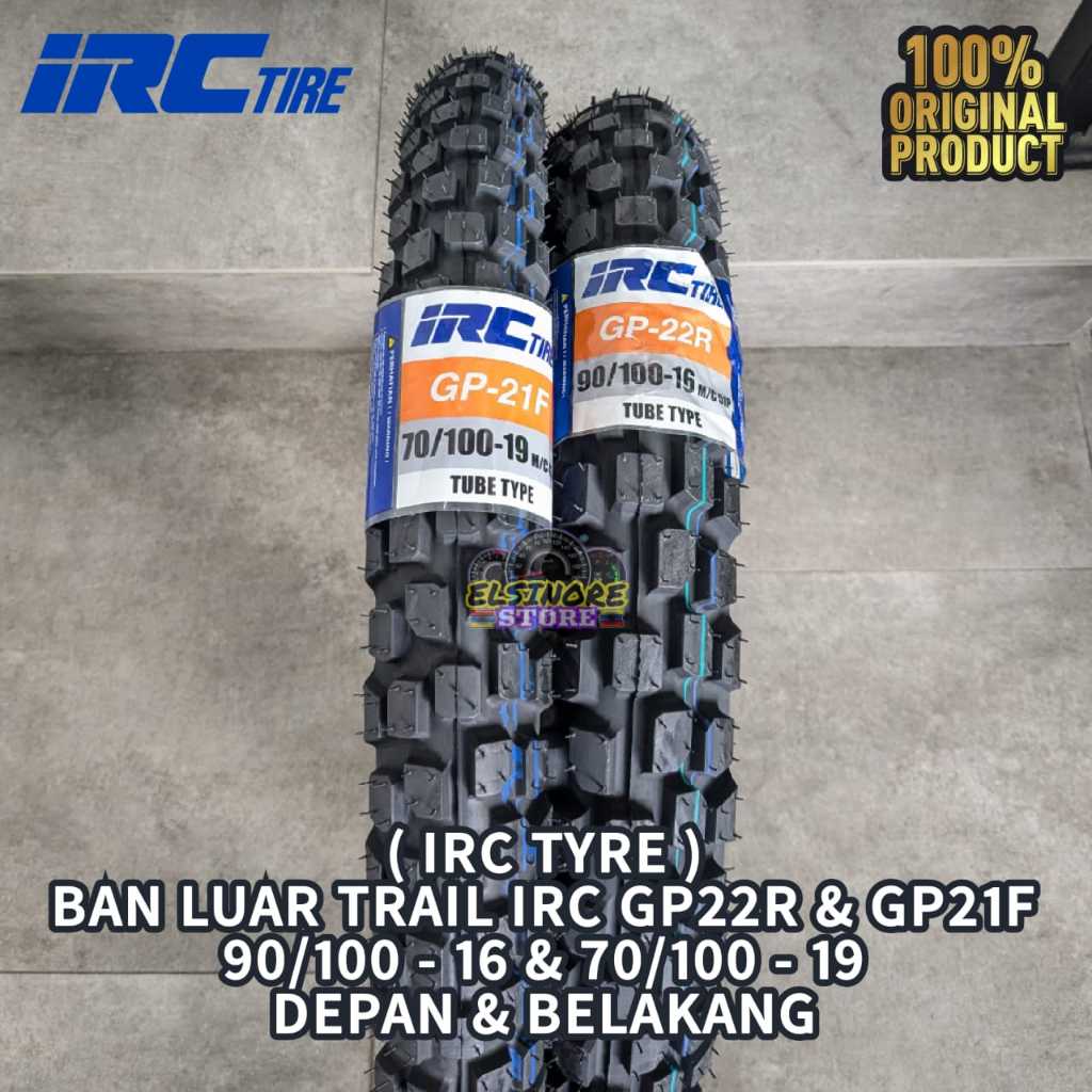 Jual BAN LUAR TRAIL IRC GP22R 90/100 - 16 & GP21F 70/100 - 19 TUBETYPE ...