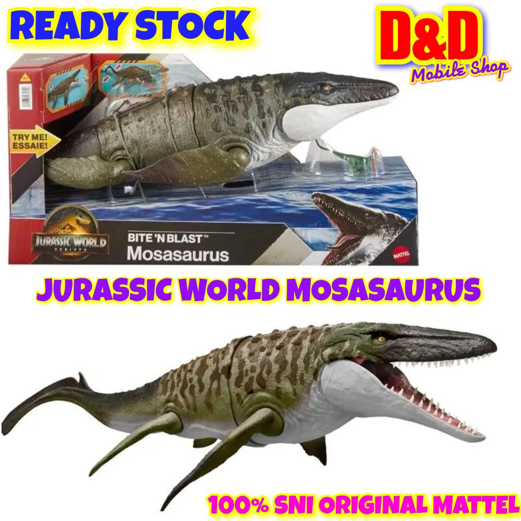 Jual JURASSIC WORLD REBIRTH BITE N BLAST MOSASAURUS DINO TOY MAINAN ...