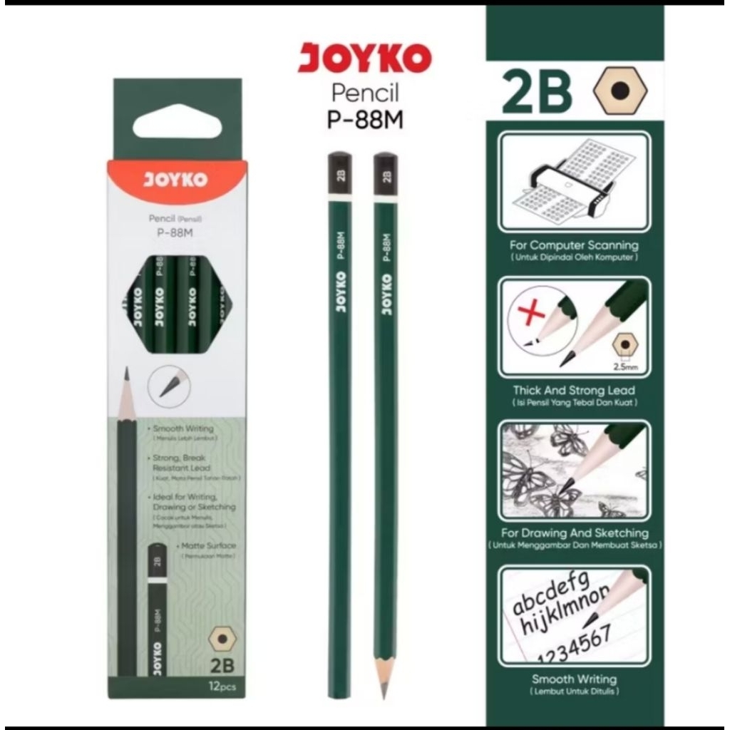 Jual Pensil Kayu Joyko P-88M 2B (12 pcs) | Shopee Indonesia