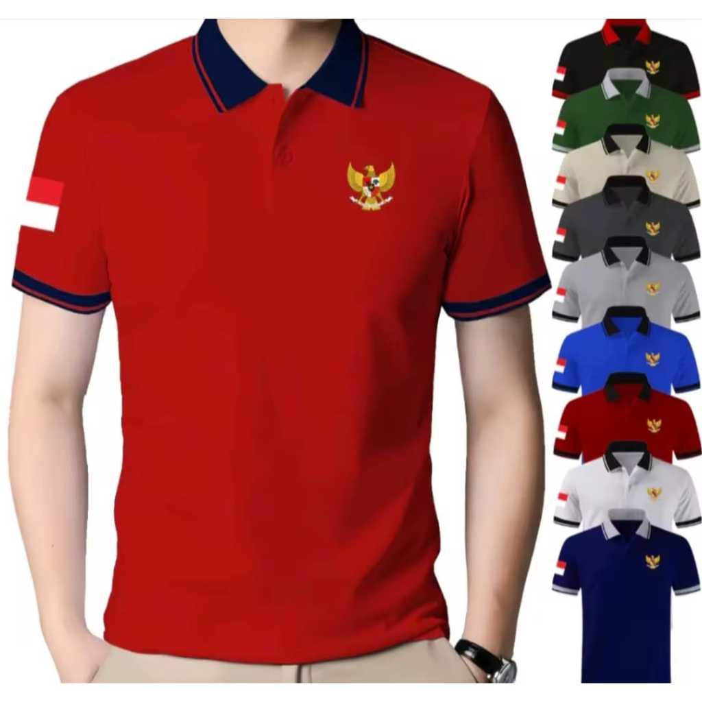 Jual Kaos Kerah Kombinasi Tema Kemerdekaan Distro Garuda + Bendera ...