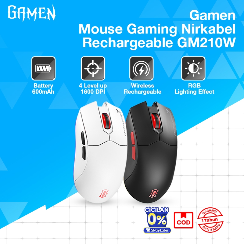 Jual GAMEN Mouse Gaming Wireless Rechargeable 1600 DPI 4 Level DPI 13 ...