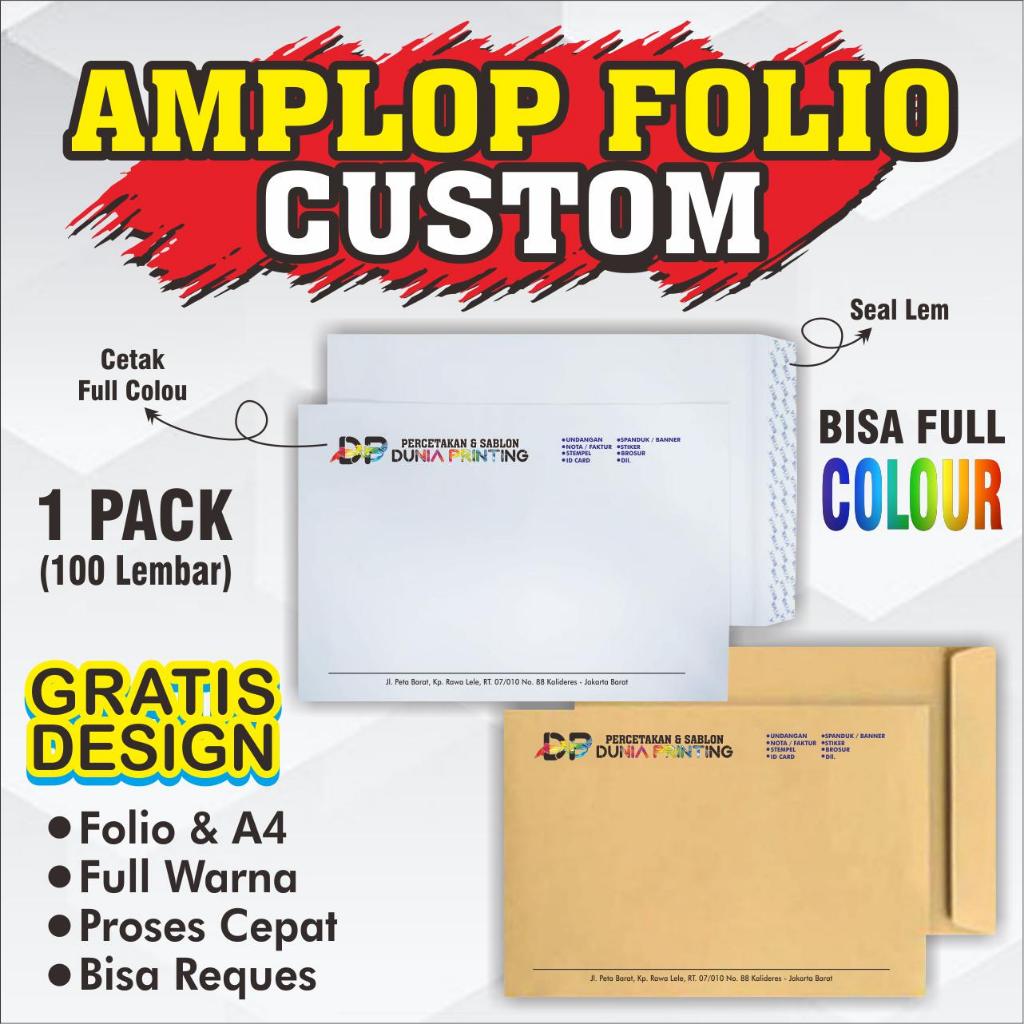 Jual Cetak Amplop Folio / F4 / A4 Kop Surat Custom Full Warna | Shopee ...