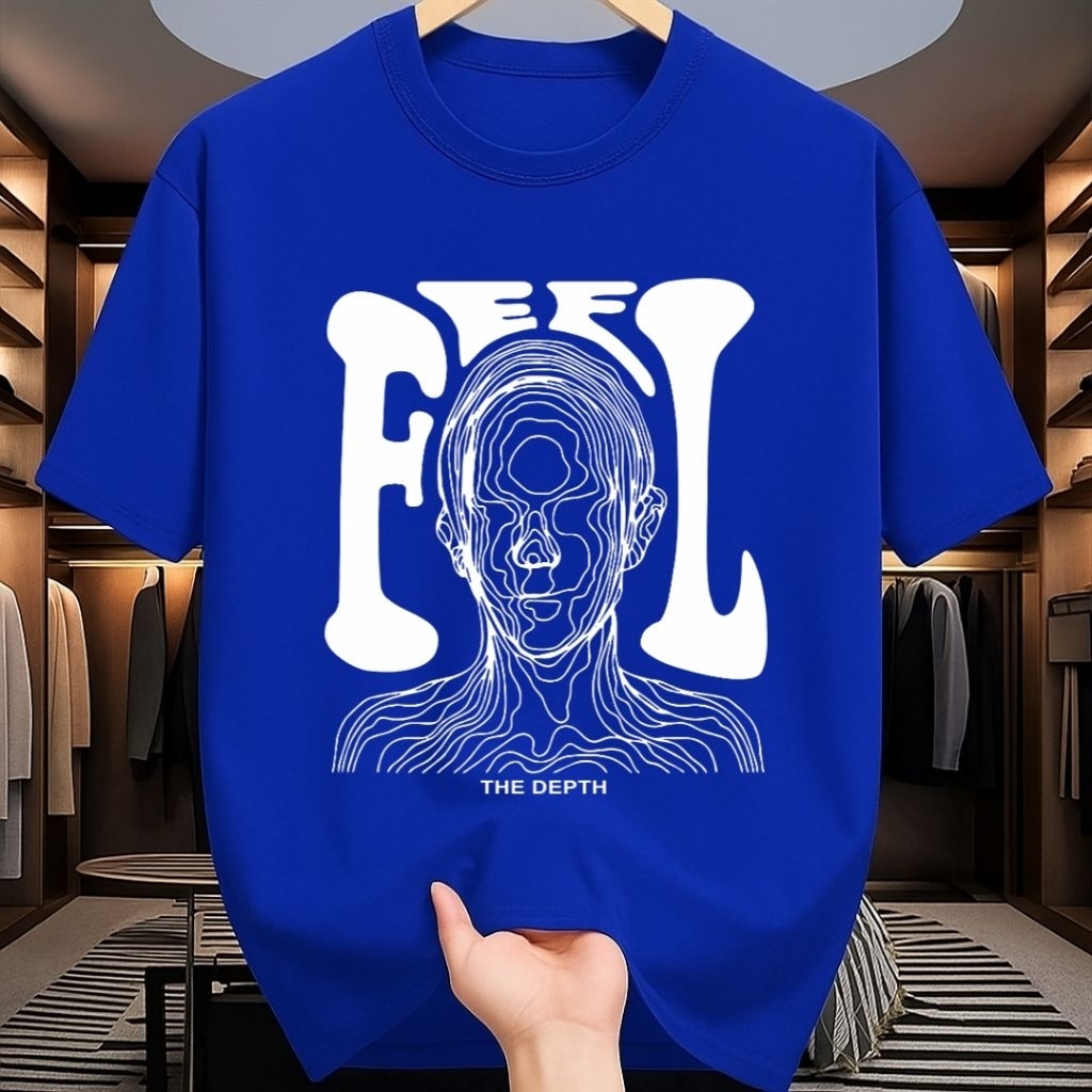 Jual Kaos Pria Gambar Bertulisan Feel Rise Deep Sablon/Gambar DTf Besar ...