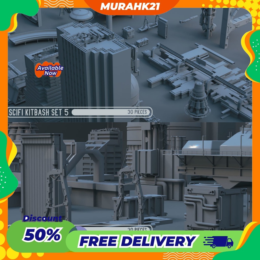 Jual Sci-Fi Building Dressing Kitbash Pack Kitbash 3D Model Asset Library | Shopee Indonesia