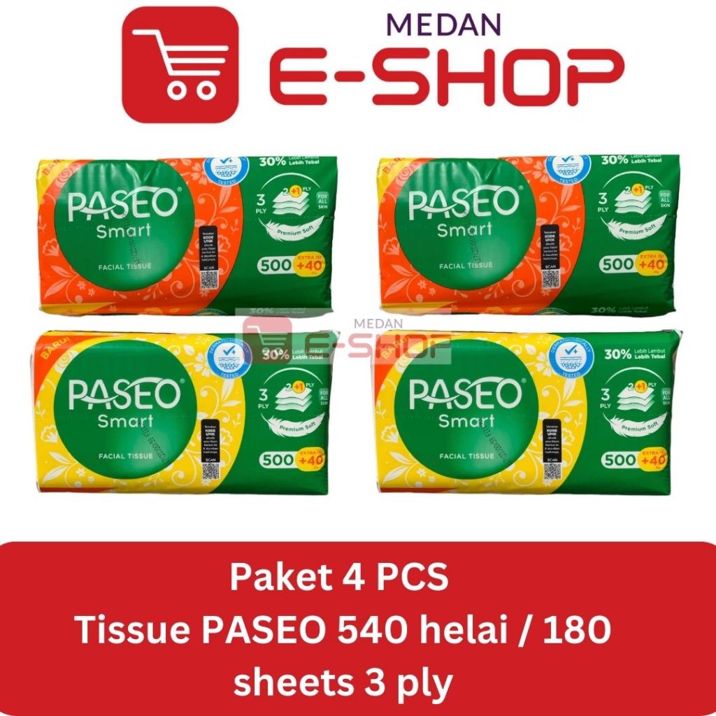 Jual Paket ( 4 PCS ) Tisu Tissue Paseo Smart Facial 540 Helai / Lembar ...