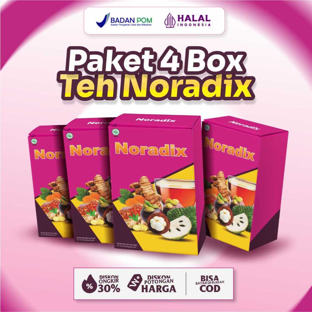 Jual 4 BOX TEH NORADIX PAKET HEMAT UNTUK KESEHATAN | Shopee Indonesia