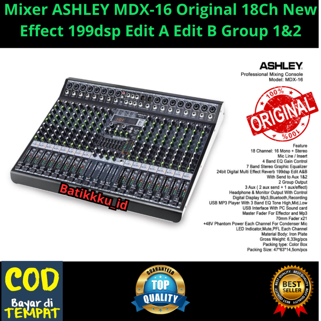 Jual MIXER ASHLEY MDX16 MDX 16 16CH ORIGINAL WITH 3AUX DIGITAL MULTI ...