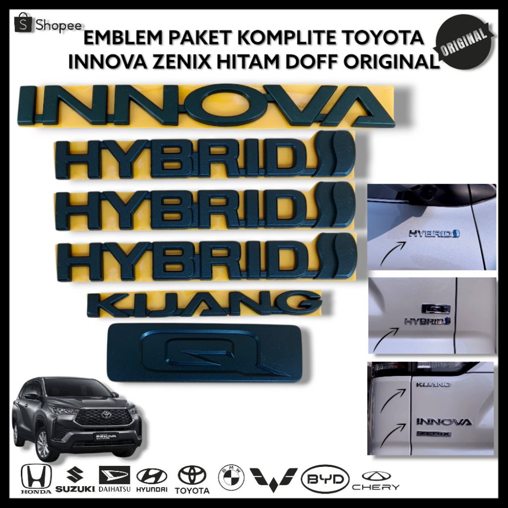 Jual Emblem Logo Paket Komplit INNOVA ZENIX Hitam Doff Original/ Emblem ...
