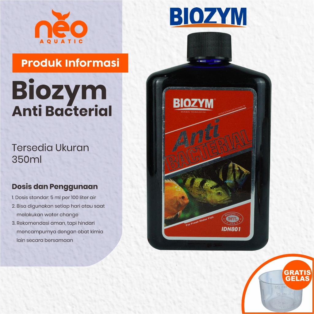 Jual BIOZYM Anti Bacterial for Fresh Water Fish - 350ml (Gratis Gelas ...