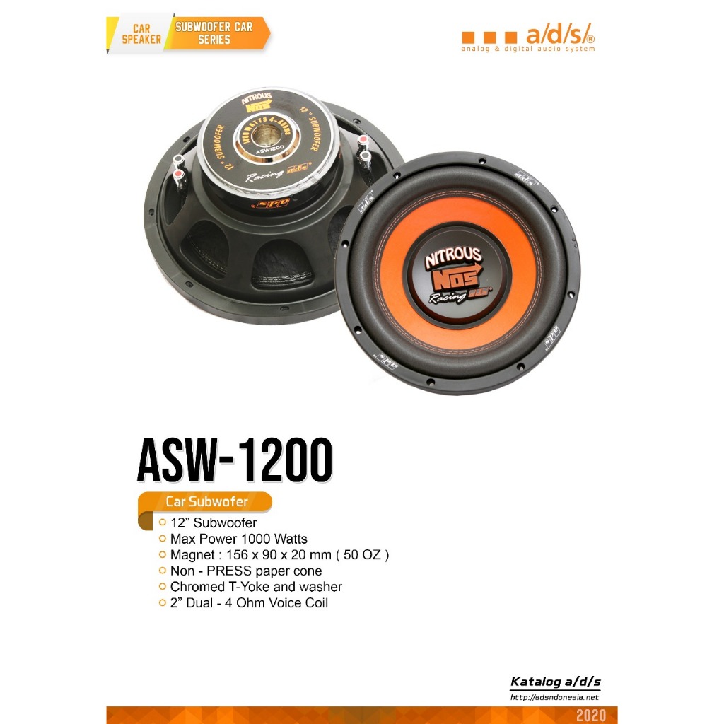 Jual Speaker Subwoofer 12 inch ADS ASW1200 Nitrous NOS 12" Nitrous ASW ...