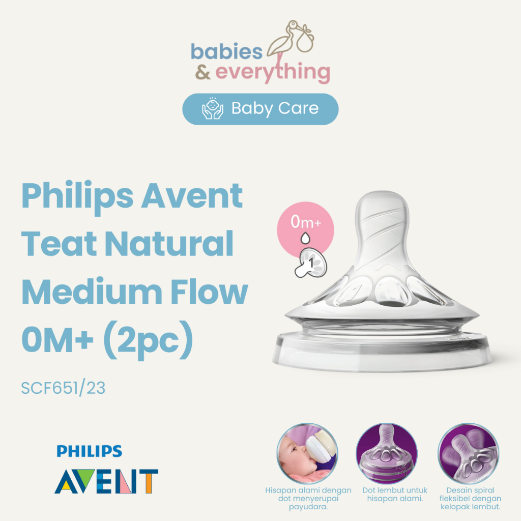 Jual Philips Avent Teat Natural Medium Flow 0M+ (2pc)-Dot Bayi SCF651 ...