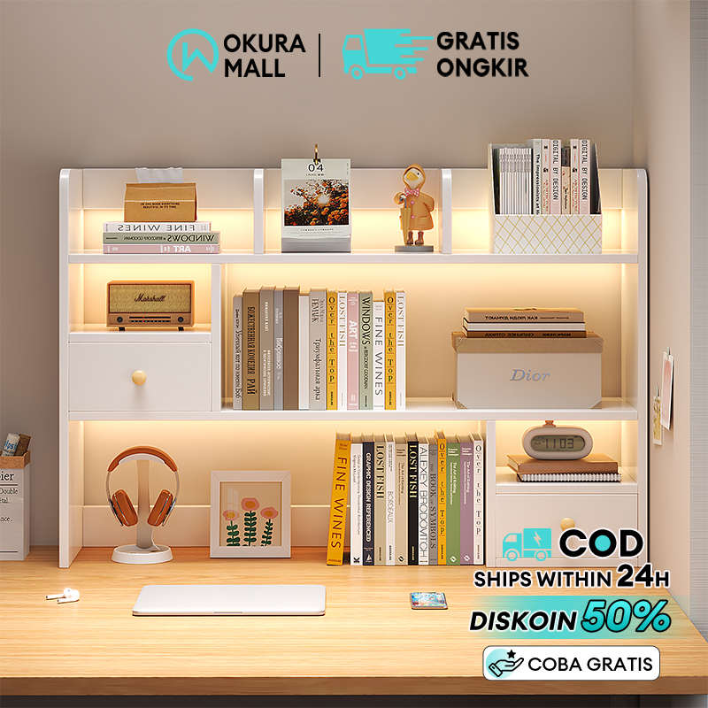 Jual Rak Buku Desktop Rak Penyimpanan Desktop Organizer Makeup ...