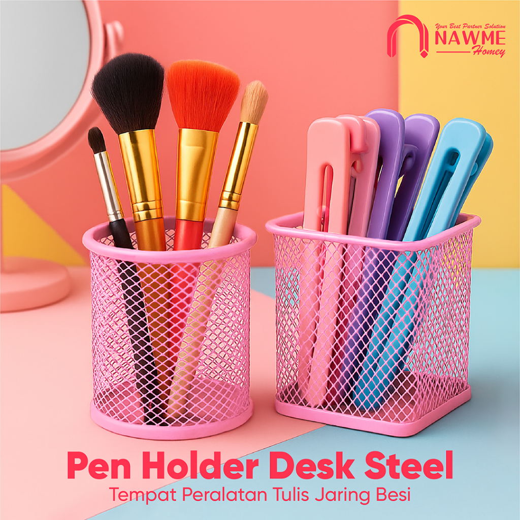 Jual Pen Holder Metal Steel Desk Tempat Peralatan Tulis Meja Belajar ...