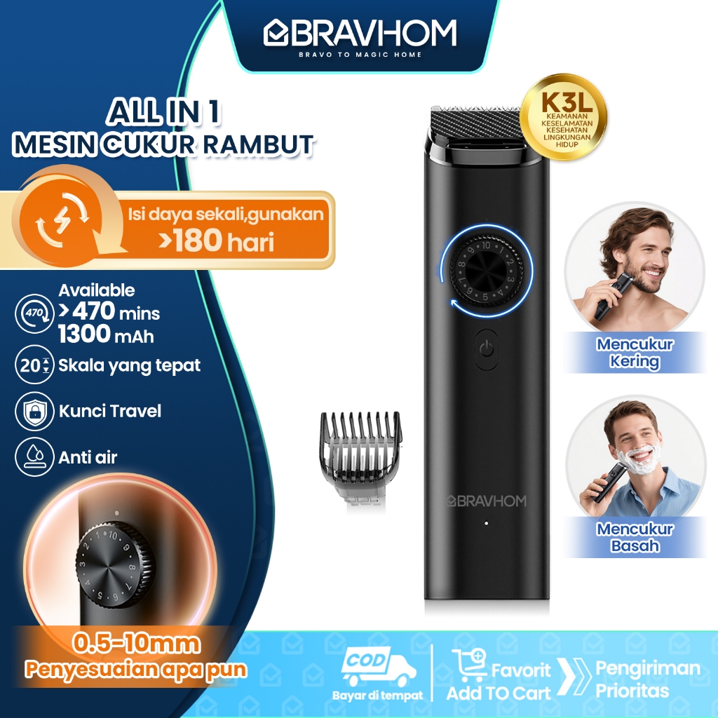 Jual BRAVHOM Alat Cukur Jenggot Electric Kumis Hair Trimmer Shaver ...