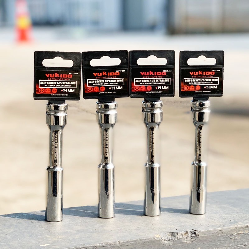 Jual UPGRADE Yukido Mata Sok Panjang 8 10 12 14 MM Kunci Sock 1/2" 6PT Deep Wall Socket CRV ...