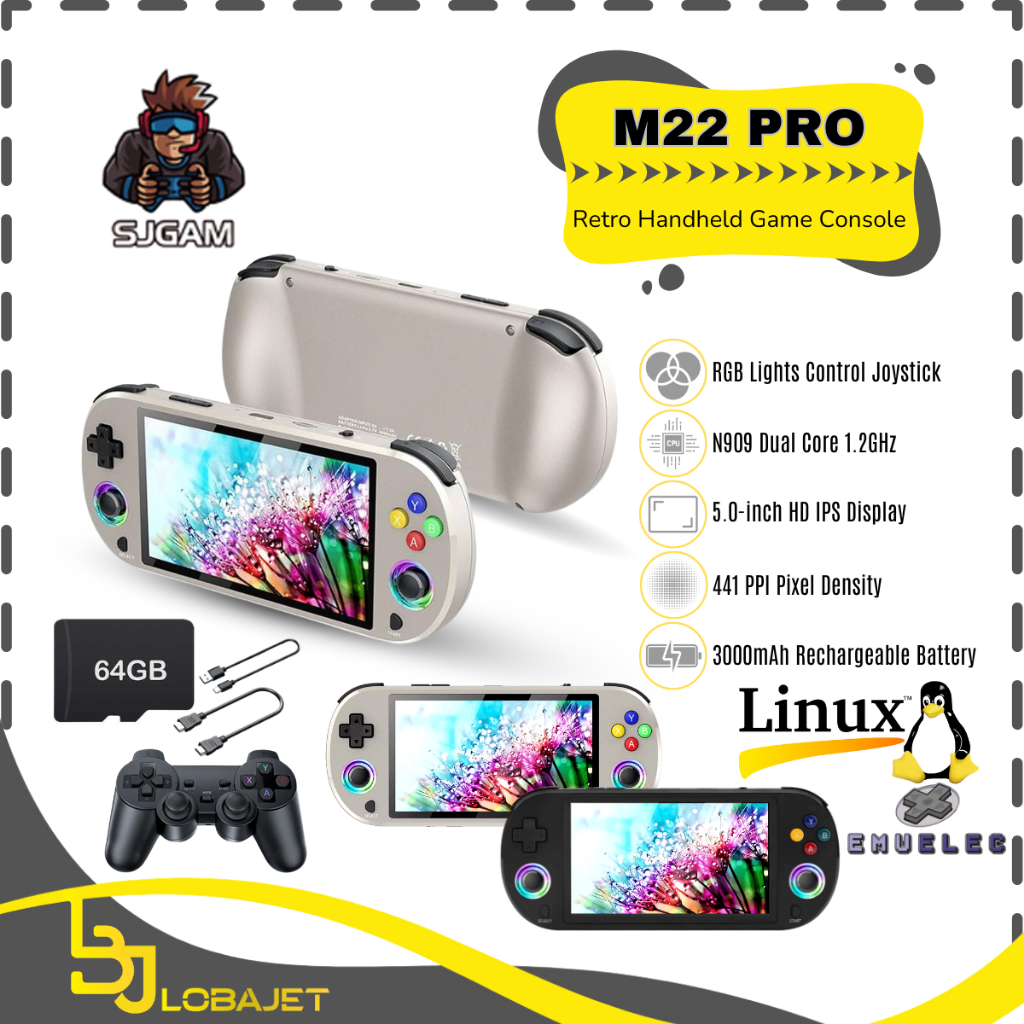 Jual SJGAM M22 PRO 64GB - Retro Handheld Game Console 5-inch IPS ...