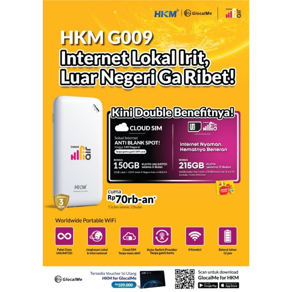 Jual MIFI 4G UNLIMITED HKM Glocalme G009 Modem Wifi 4G UNLOCK ALL ...