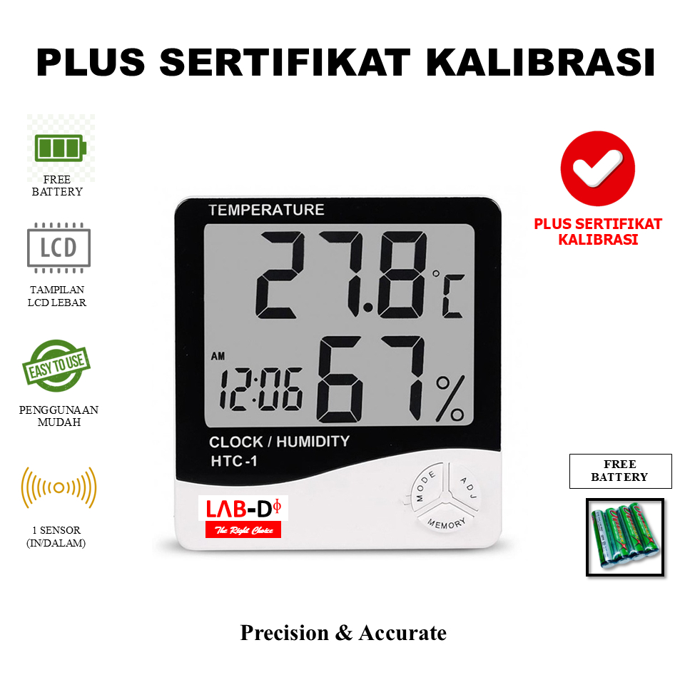 Jual Thermometer Hygrometer LAB-D HTC-1 Termometer Alat Ukur Suhu ...
