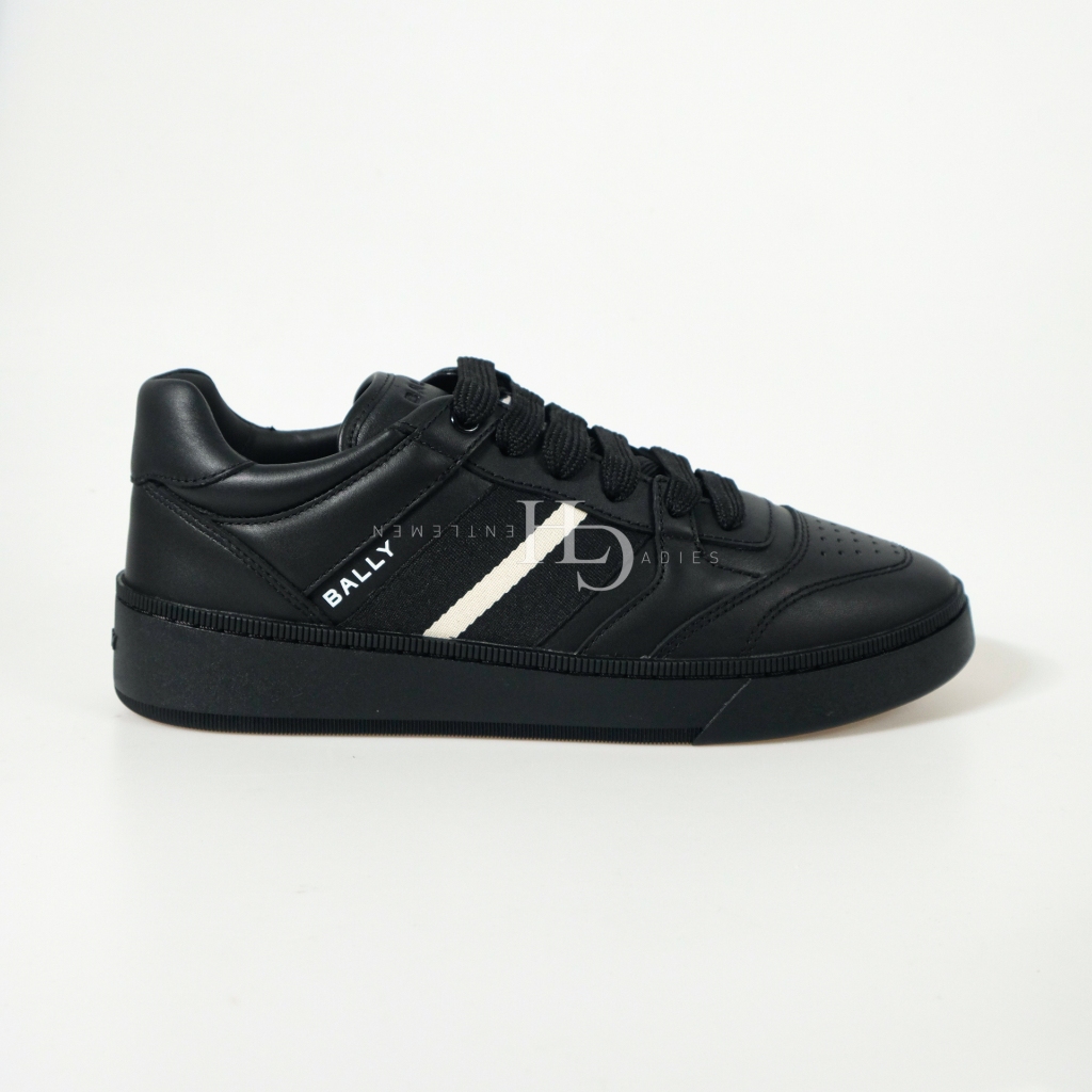 Jual Bally Rebby Leather Sneakers Black with Black/White Stripe ...