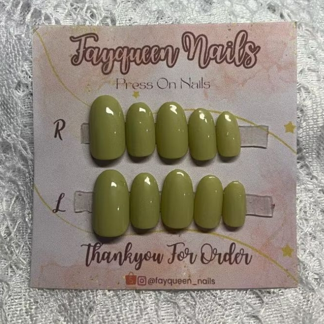 Jual (READY) (BENTUK SHORT OVAL) | Press On Nails Polos Handmade Kuku ...