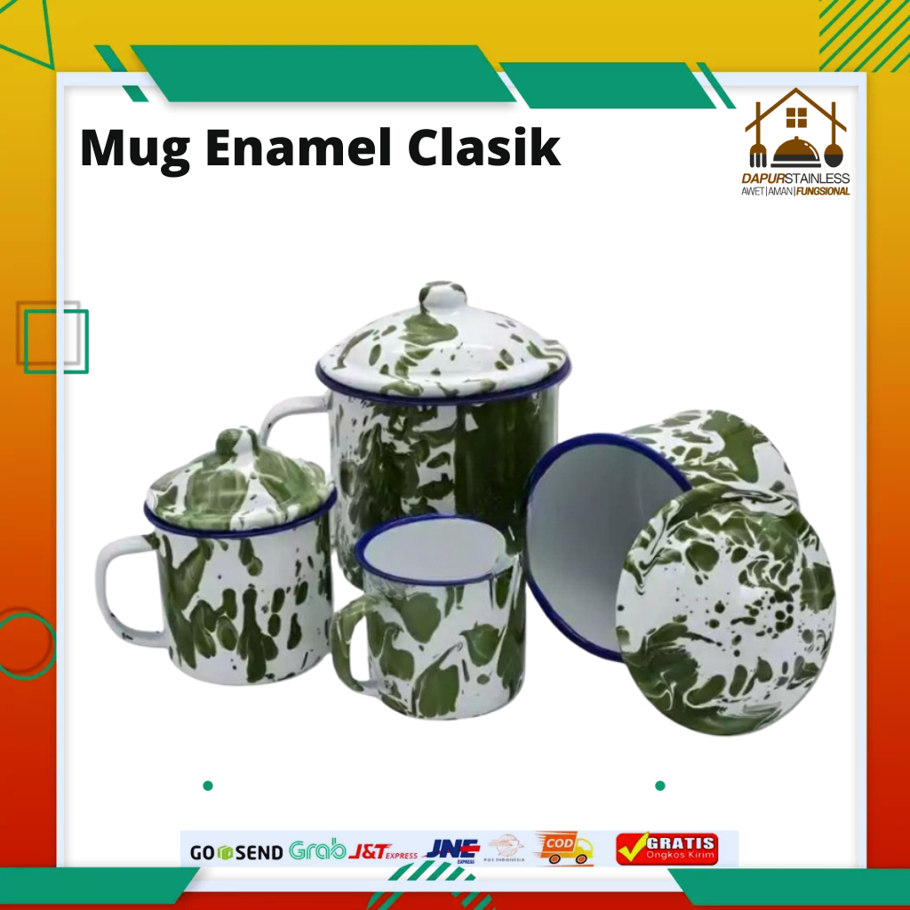 Jual Mug Cangkir Enamel Blirik/ Gelas Mug Blirik + Tutup / Gelas Teh ...