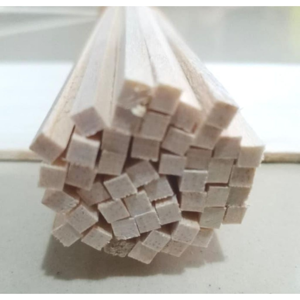 Jual promo kayu balsa stik 2mm x 2mm 50 cm 100cm kayu maket balsa stick ...