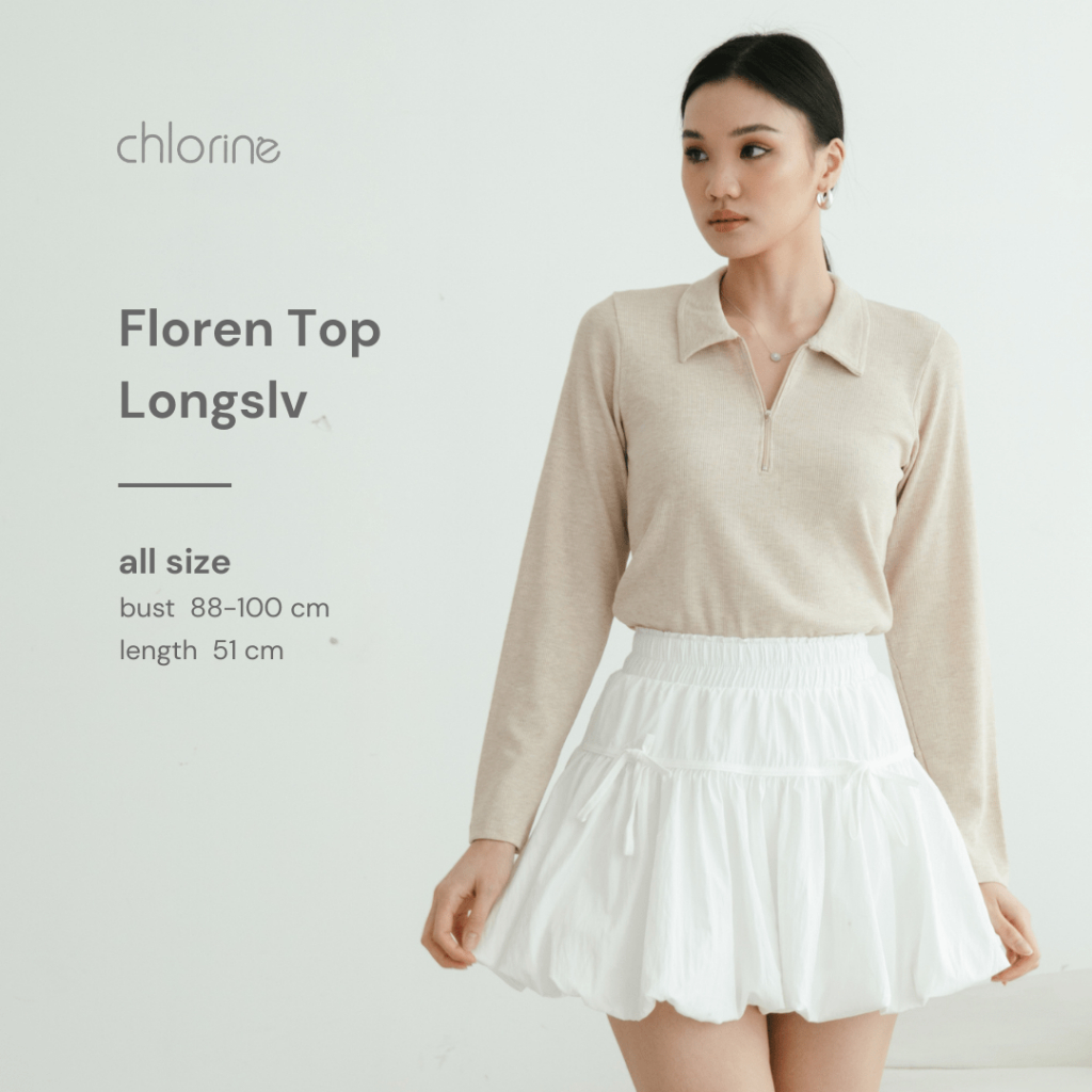 Jual Chlorine Clothes | Floren Top LongSlv | Atasan Wanita | Kemeja Rajut Wanita | Shopee Indonesia