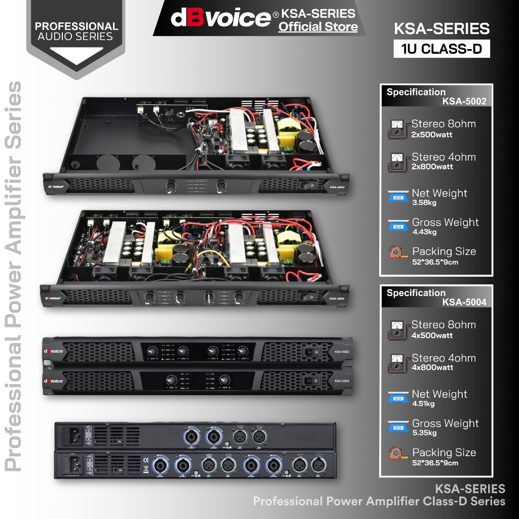 Jual Professional Power Amplifier Kelas-D 500Watt dBvoice KSA-5002 KSA ...