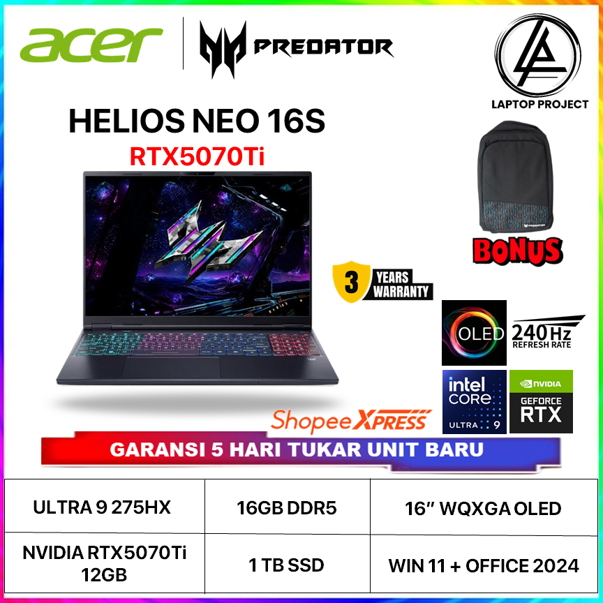Jual Acer Predator Helios Neo 16S AI PHN16S Core Ultra 9 275HX 32GB/1TB ...