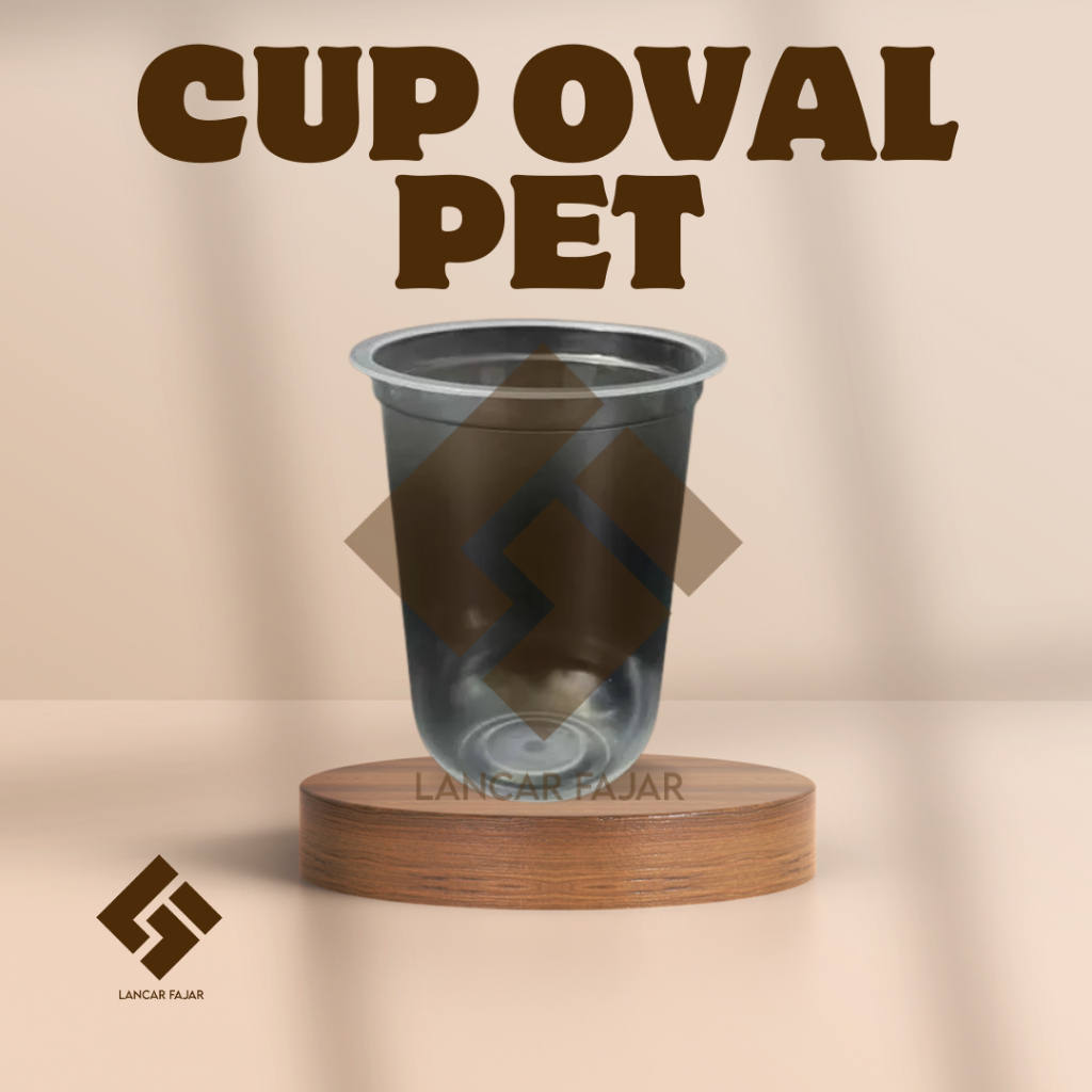 Jual [50 biji] cup oval PET / gelas plastik PET / gelas oval merk ...