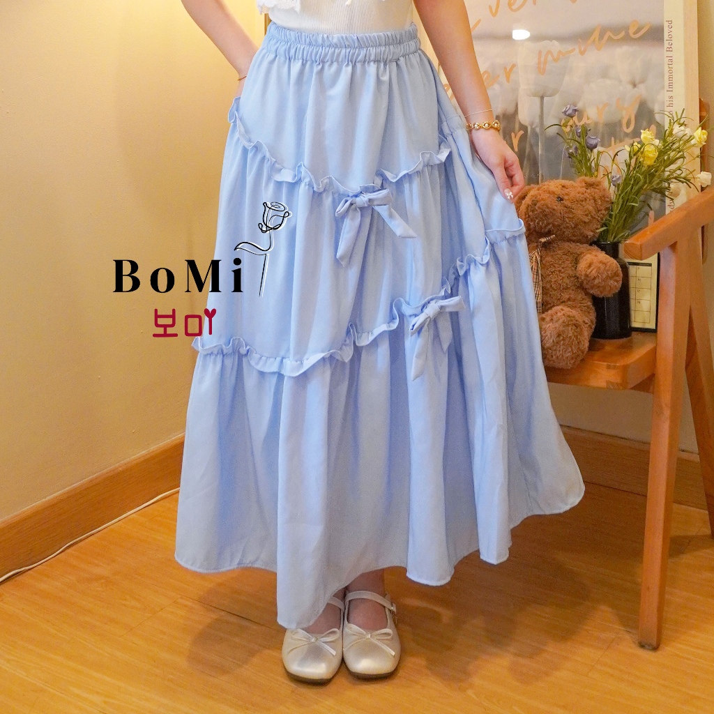 Jual BOMI - LILY Skirt Maxi Korean Katun Bordir Rok Panjang Wanita ...