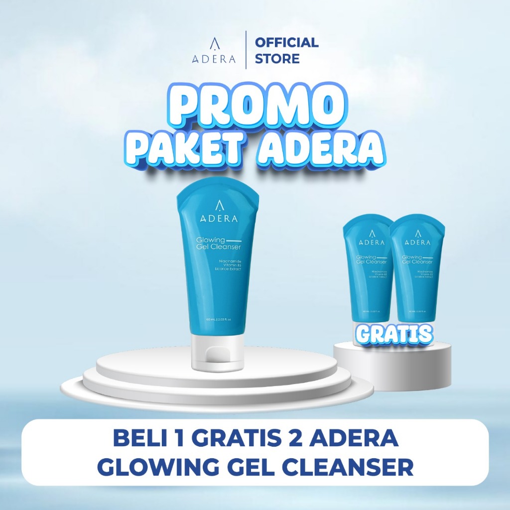 Jual Adera Glowing Gel Cleanser Beli 2 Gratis 2 Pencuci Wajah Glowing Putih Bersih BPOM | Shopee ...