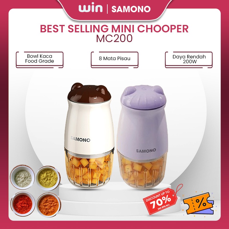 Jual SAMONO Food Chopper Multifungsi 300ml Penghalus Daging dan Bumbu ...