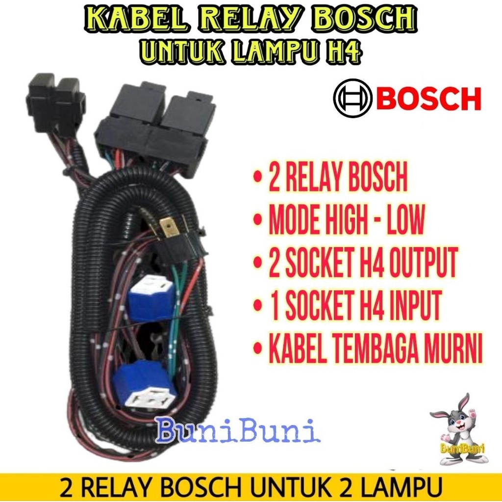 Jual KABEL RELAY LAMPU HIGH - LOW DENGAN 2 RELAY BOSCH ORIGINAL TIPE ...