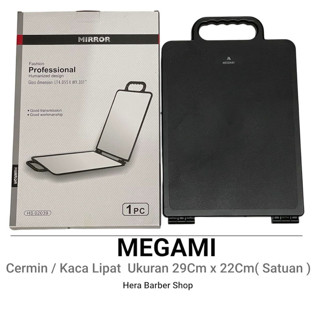 Jual MEGAMI Cermin Mirror Kaca Lipat Ukuran 29Cm x 22Cm Barber & Salon ( HS 02039 ) | Shopee ...