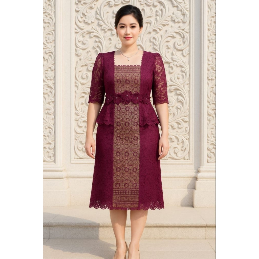 Jual Gaun Songket Kombinasi Renda | Shopee Indonesia