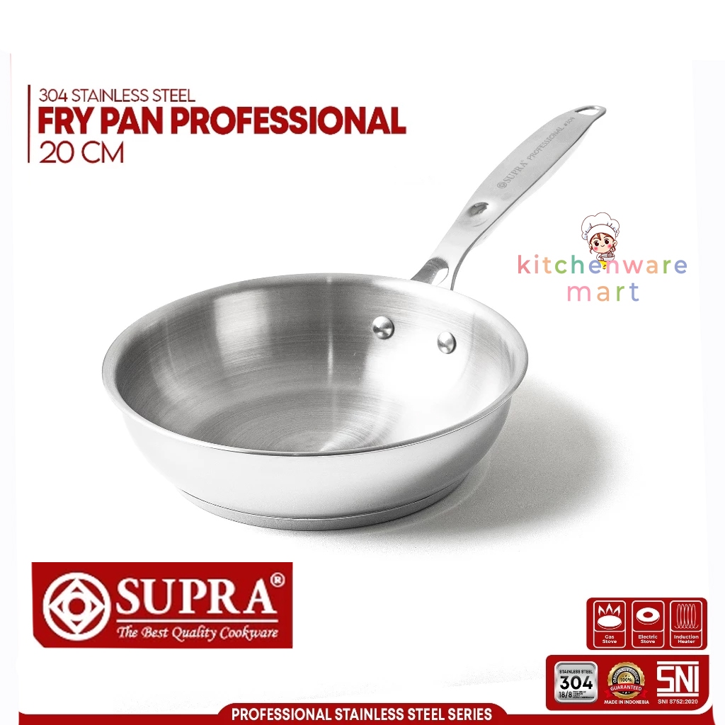 Jual Supra panci frypan stainless steel SUS 304 impact bottom professional cookware series wajan ...