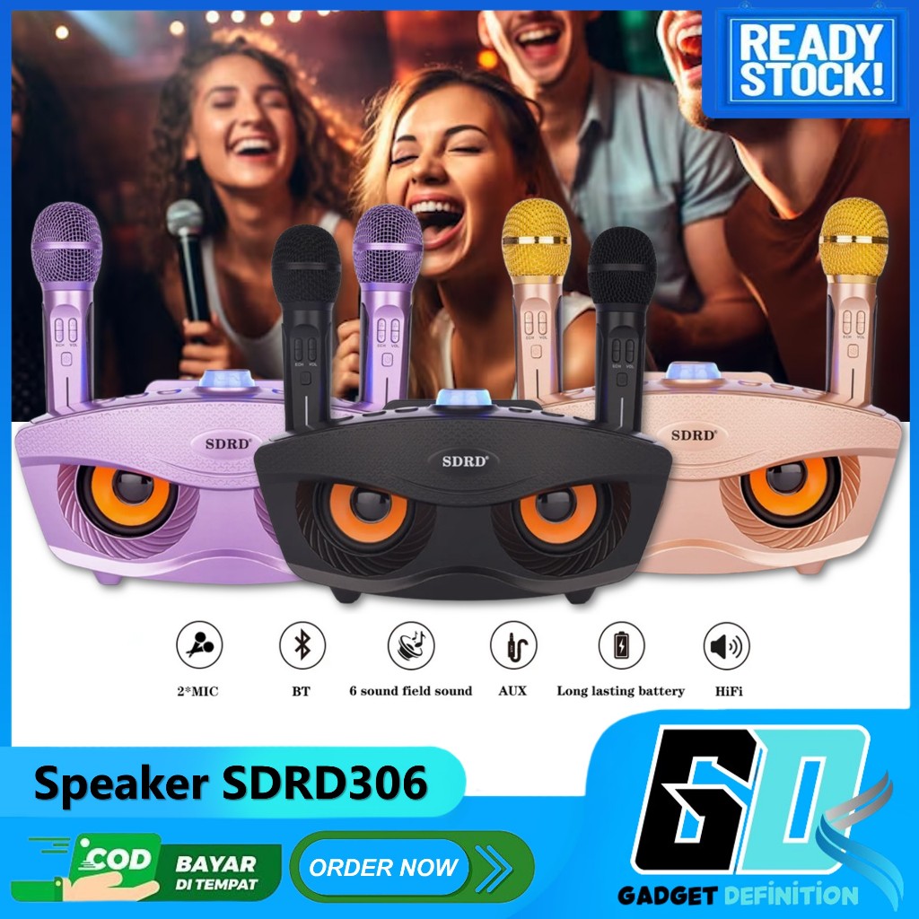 Jual SDRD SD 306 SPEAKER KARAOKE BLUETOOH SDRD SD306 DENGAN 2 MICROPHONE WIRELESS | Shopee Indonesia