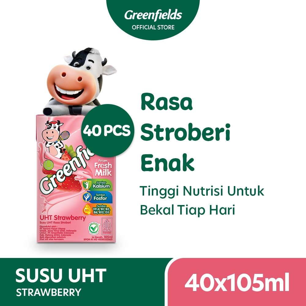 Jual [LEBIH HEMAT] Susu Greenfields UHT Strawberry 105 mL x 1 Karton | Shopee Indonesia