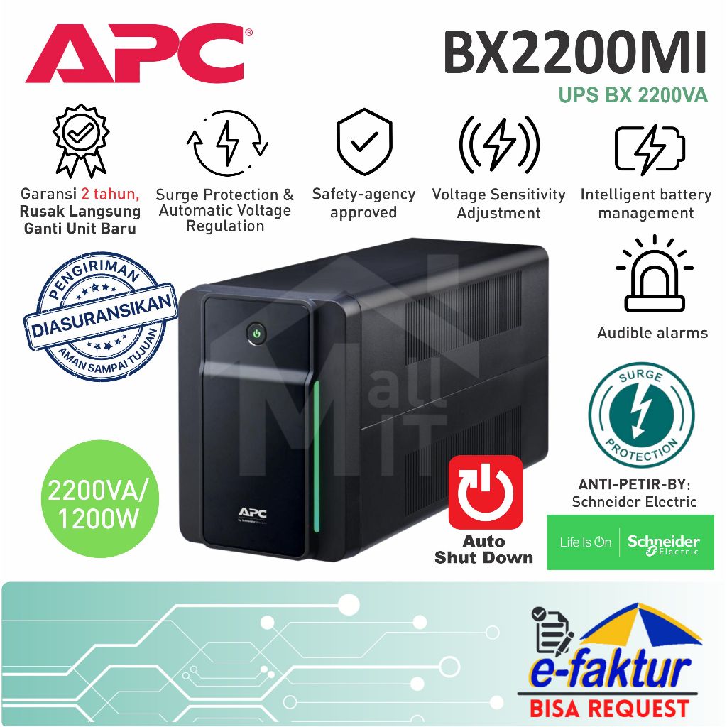 Jual MALLIT APC UPS APC BX2200 BVG2200 2200VA 1200W USB Charging BX ...