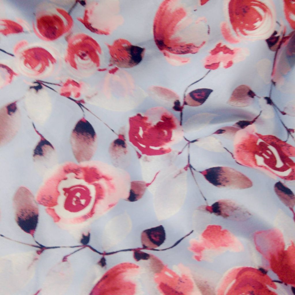 Jual Kain Satin Motif Bunga Aquarel Lembut – Elegan & Anggun (Harga ...