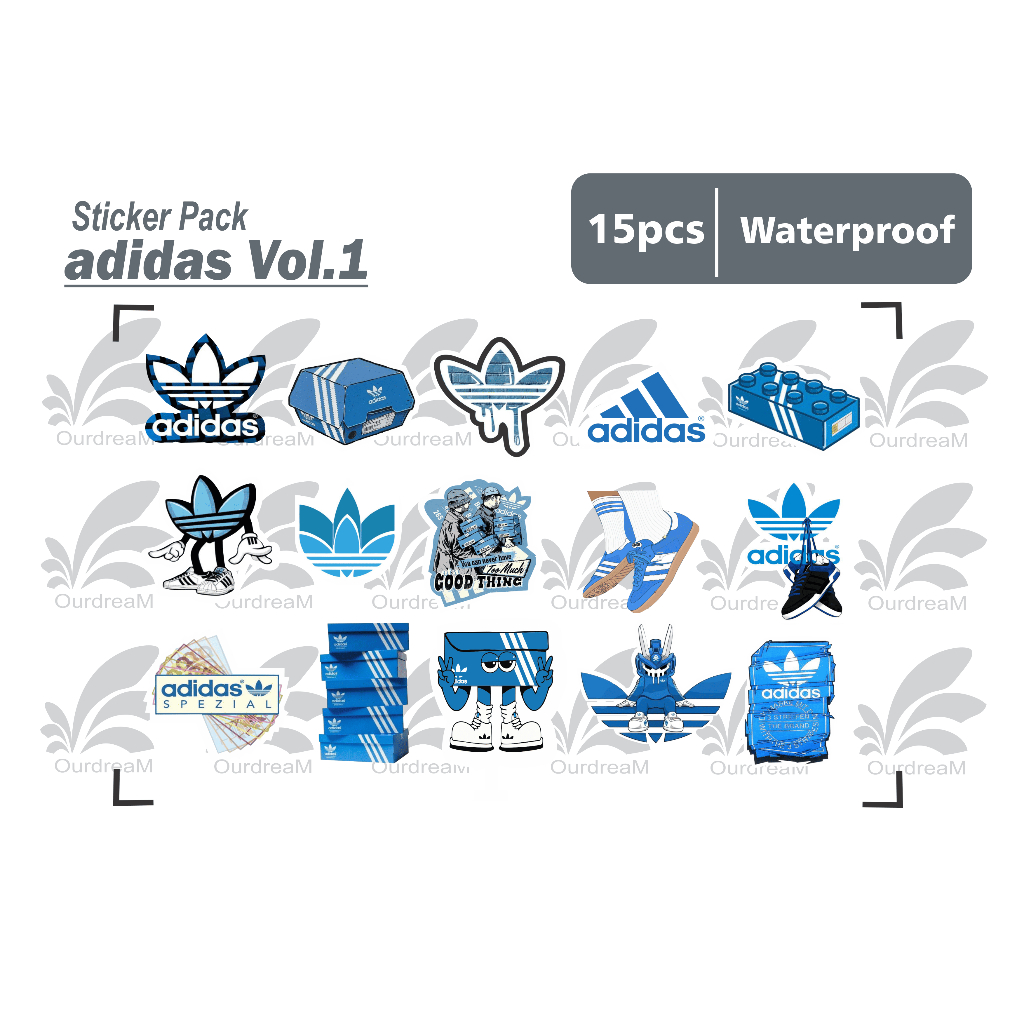 Jual stiker adidas Vol.1 - isi 15 pcs sticker pack tumbler helm ...