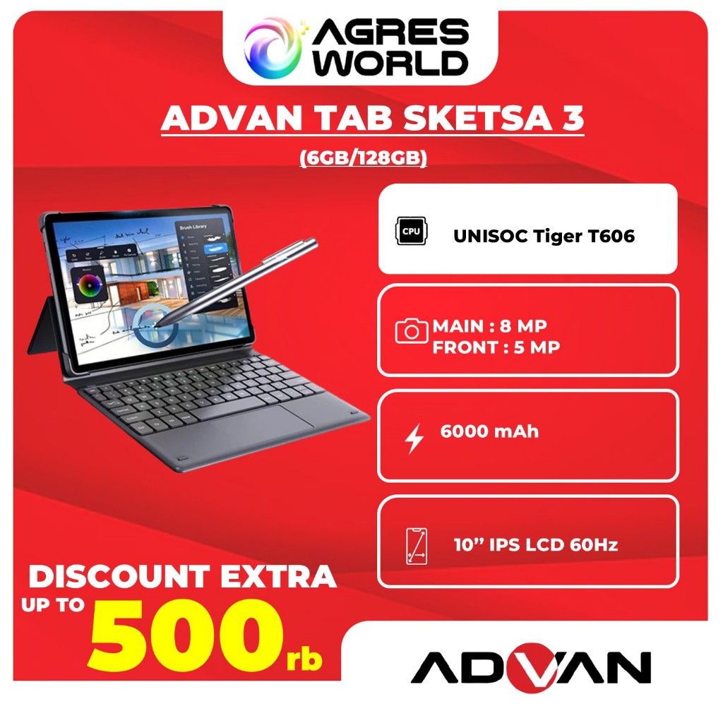 Jual Advan Tab Sketsa 3 | 6000 mAh Layar 10.1” HD IPS 128GB+RAM 6GB ...