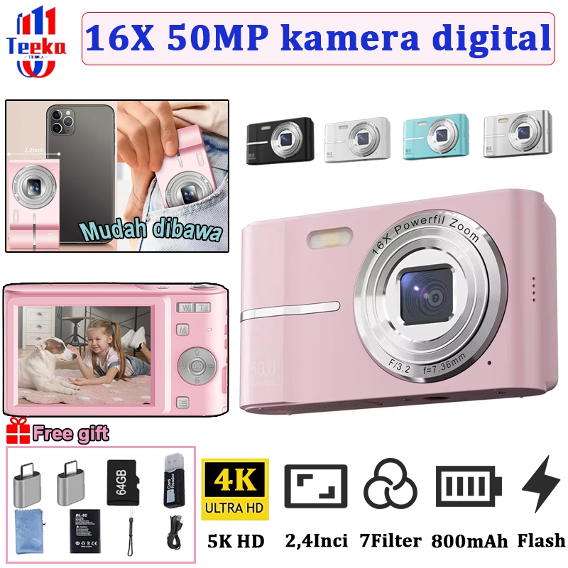 Jual TEEKA [M03] 4K Mini Kamera Digital 50MP 16X Digital Zoom Digicam ...