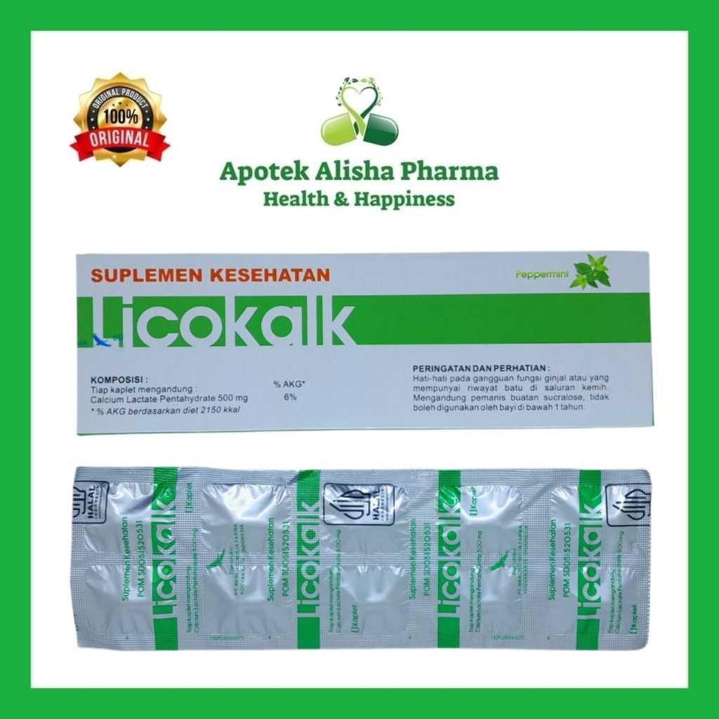 Jual Licokalk Kaplet Box isi 100 dan Strip isi 10 Vitamin Promil Ibu ...