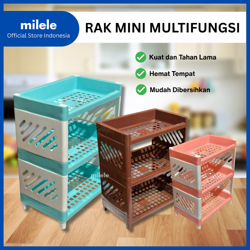 Jual MILELE Rak Mini Plastik Serbaguna Rak 3 Susun | Shopee Indonesia