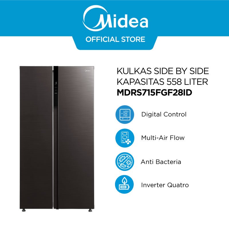 Jual Midea Kulkas Side by Side / Kulkas 2 Pintu Kapasitas 558L features ...